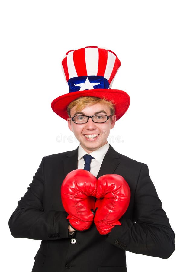 The Man Wearing Hat with American Symbols Stock Image - Image of ...