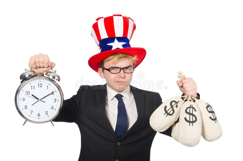 The Man Wearing Hat with American Symbols Stock Image - Image of cash ...