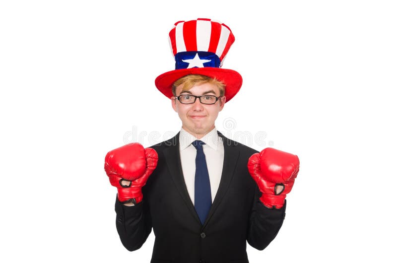 The Man Wearing Hat with American Symbols Stock Photo - Image of action ...