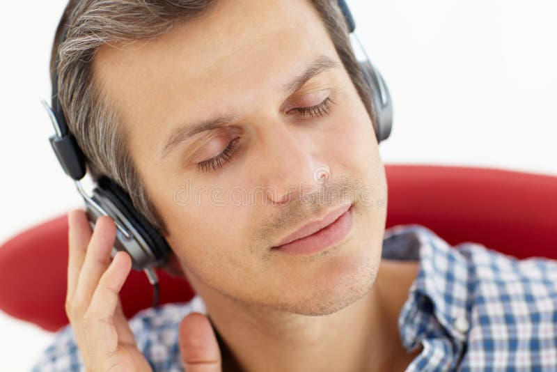Man wearing headphones stock photo. Image of handsome - 21288192