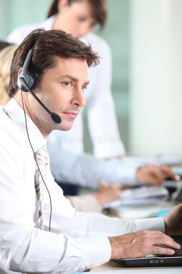 Man wearing headset stock image. Image of laptop, headset - 24498981