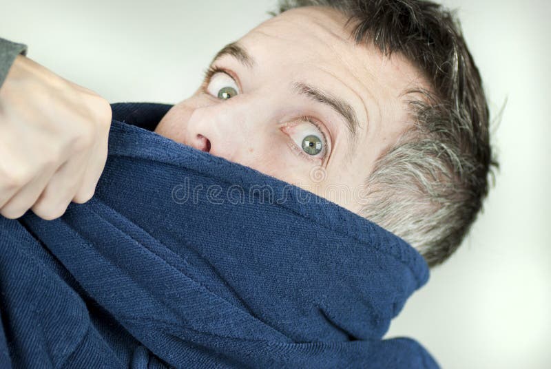Man Wearing Housecoat Being Yanked Off Camera Stock Image - Image of ...