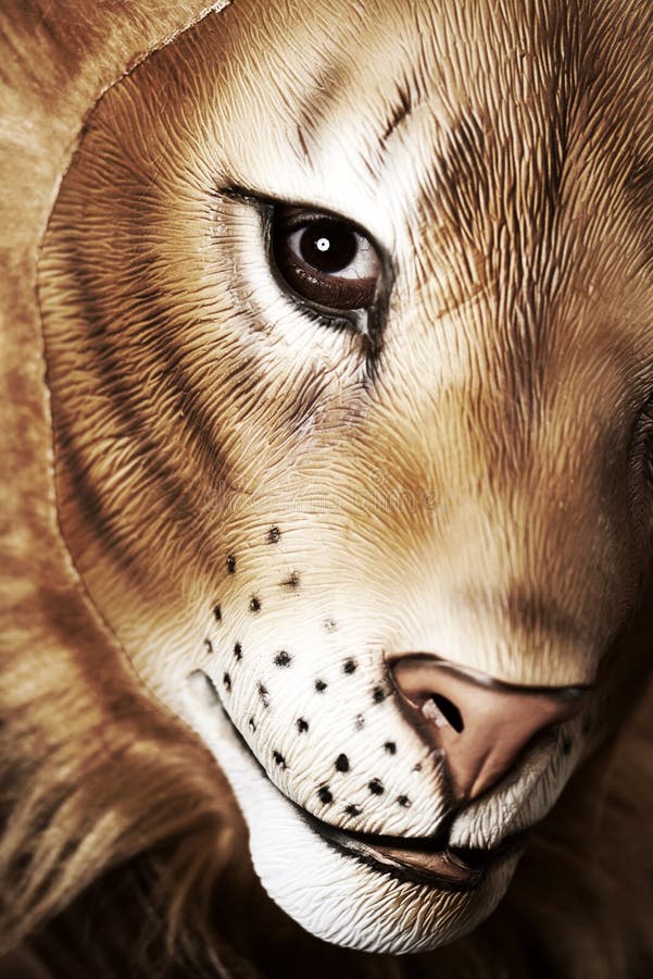 Man wearing a lion mask stock photo. Image of humorous - 197879226