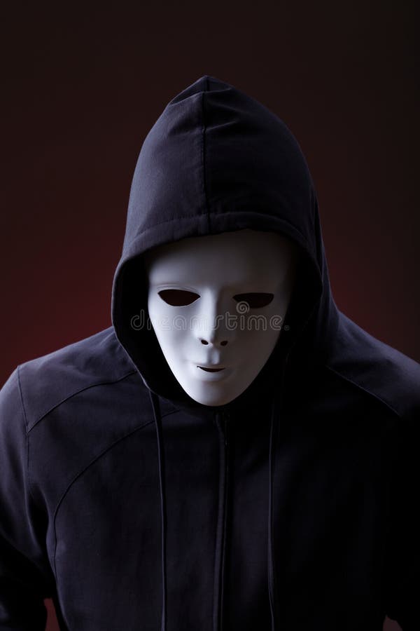 Young Man Wearing White Mask and Hood Stock Photo - Image of halloween ...