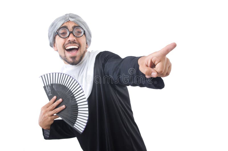 The Man Wearing Nun Costume Isolated on White Stock Photo - Image of ...
