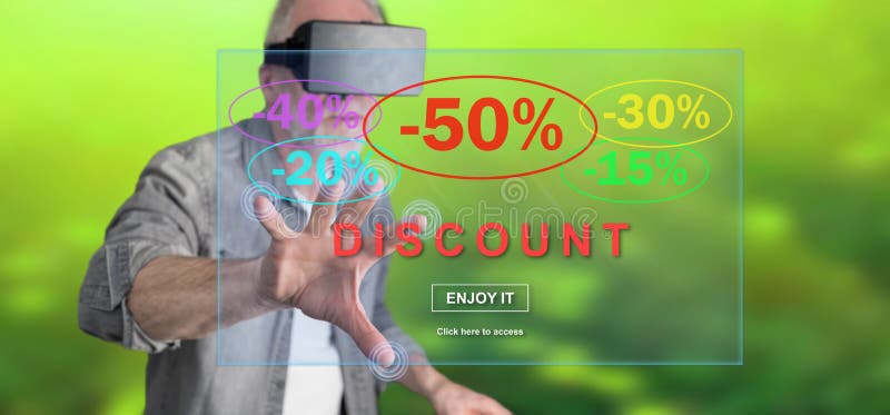 Man Touching a Discount Concept Stock Photo - Image of commerce, finger ...