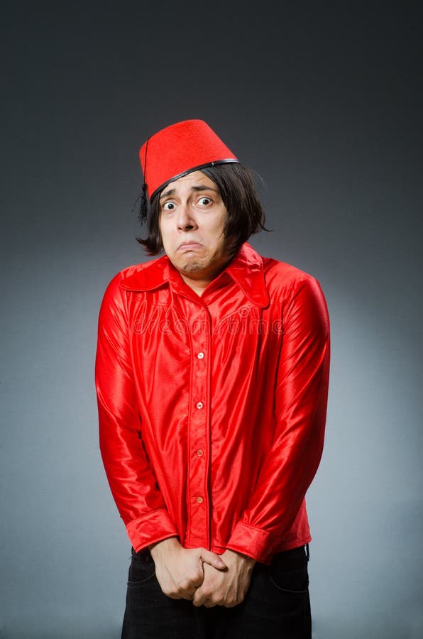 The Man Wearing Red Fez Hat Stock Photo - Image of afraid, aladin: 62230554