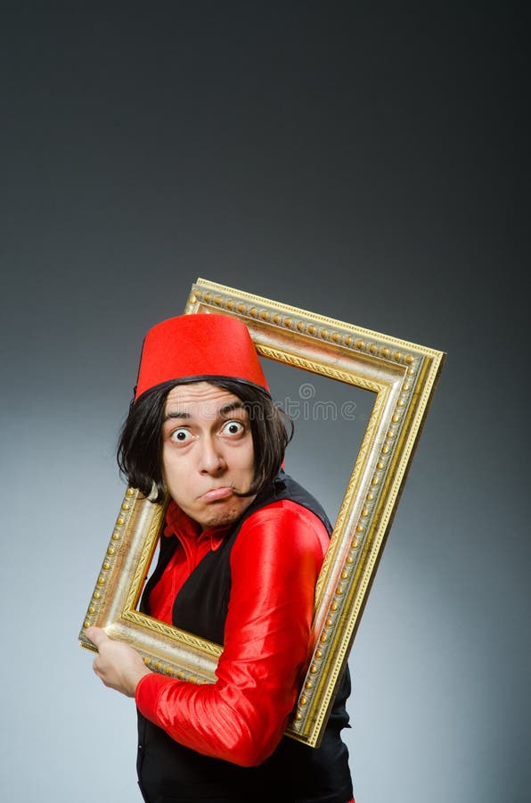 The Man Wearing Red Fez Hat Stock Image - Image of passepartout, arabic ...