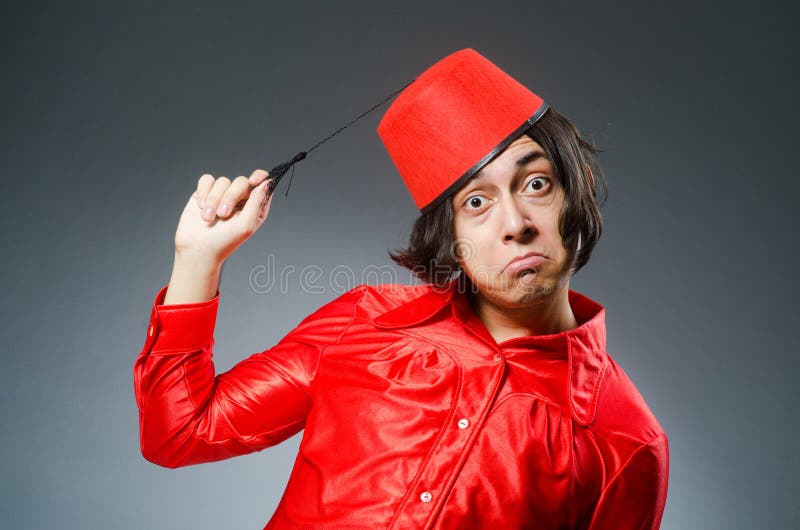 Man wearing red fez hat stock image. Image of male, arabian - 62705143