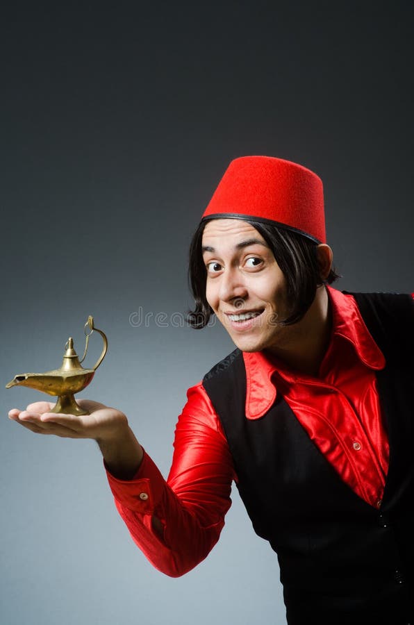 The Man Wearing Red Fez Hat Stock Image - Image of aladdin, east: 63414837