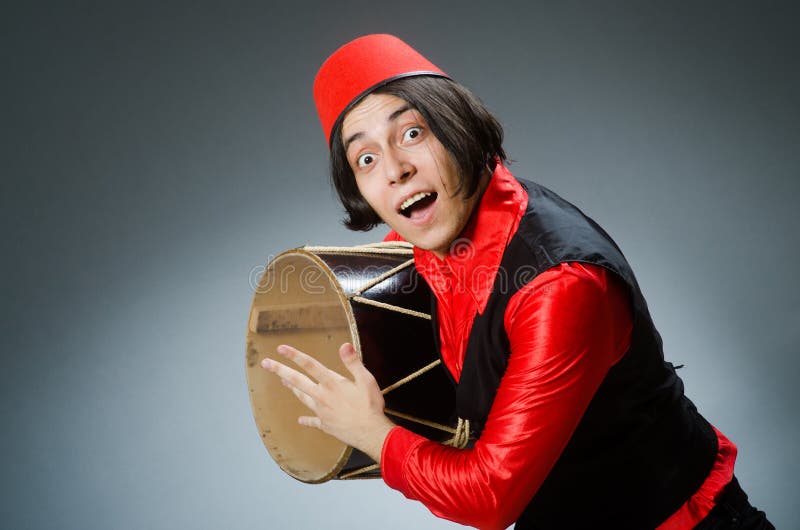 The Man Wearing Red Fez Hat Stock Photo - Image of ottoman, national ...