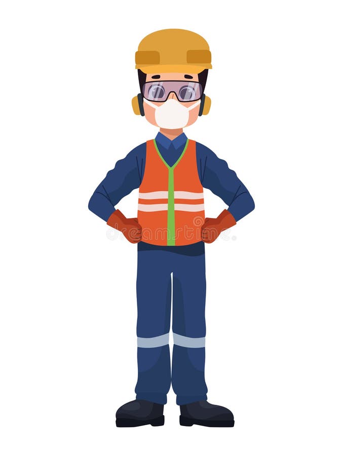 Man Wearing Safety Equipment Stock Vector - Illustration of male, vest ...