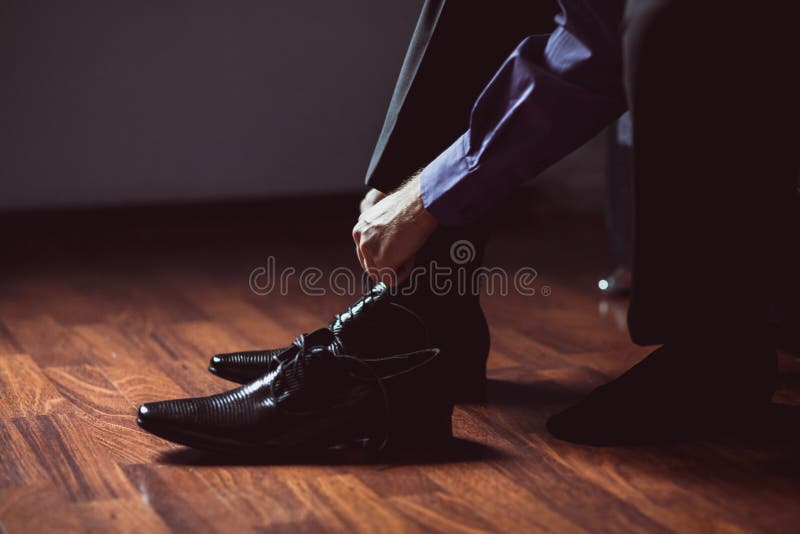 Man wearing shoes stock image. Image of leather, footwear - 85171653