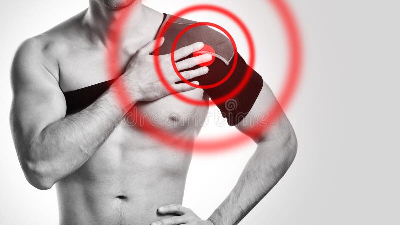 Man Wearing Shoulder Brace for Injured Joint Fixation Stock Photo ...