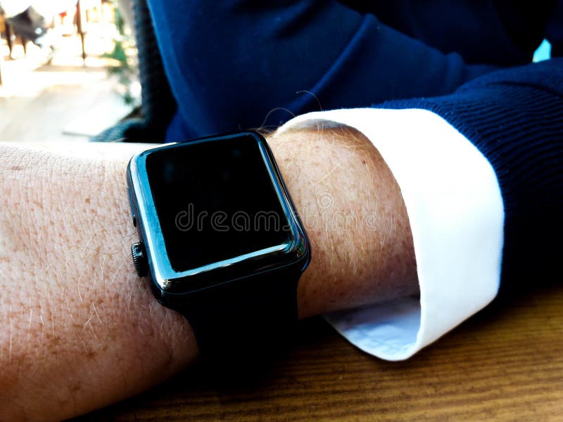 Man Wearing Smart Watch with His Suit. Stock Photo - Image of business ...