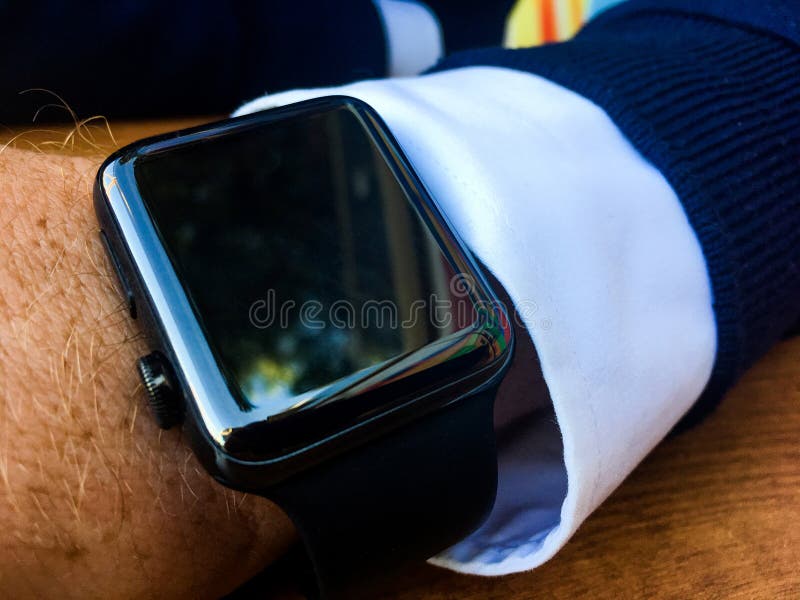 Man Wearing Smart Watch with His Suit. Stock Photo - Image of ...