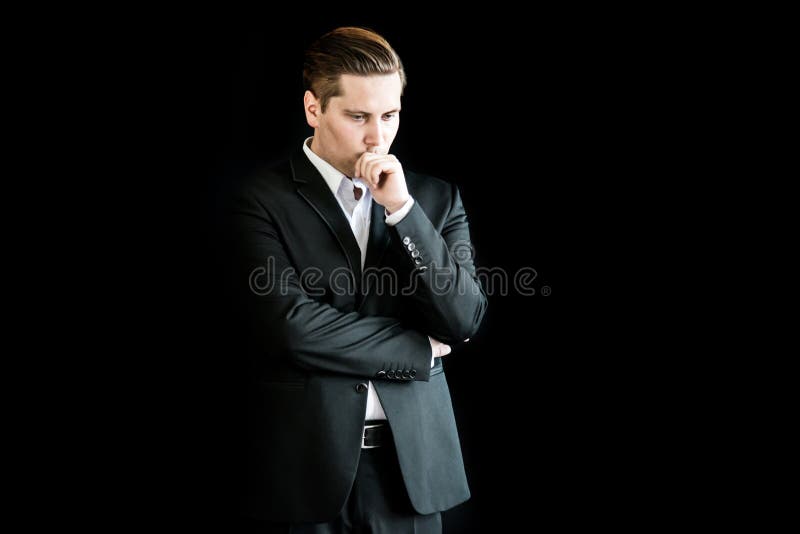 Man Wearing Suit, Serious Thinking Expression Stock Photo - Image of ...