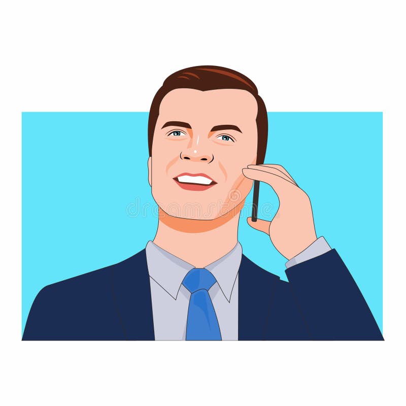 Man Wearing a Suit and Taking a Call from His Client Stock Vector ...