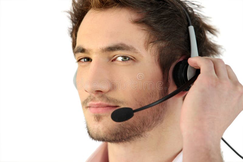 Man Wearing Telephone Head-set Stock Image - Image of equipment ...
