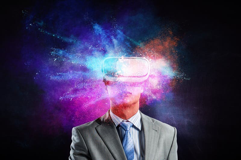 Man Wearing Virtual Reality Goggles Stock Photo - Image of futuristic ...