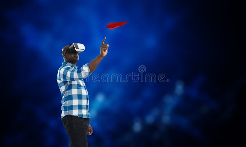 Man Wearing Virtual Reality Goggles Stock Illustration - Illustration ...