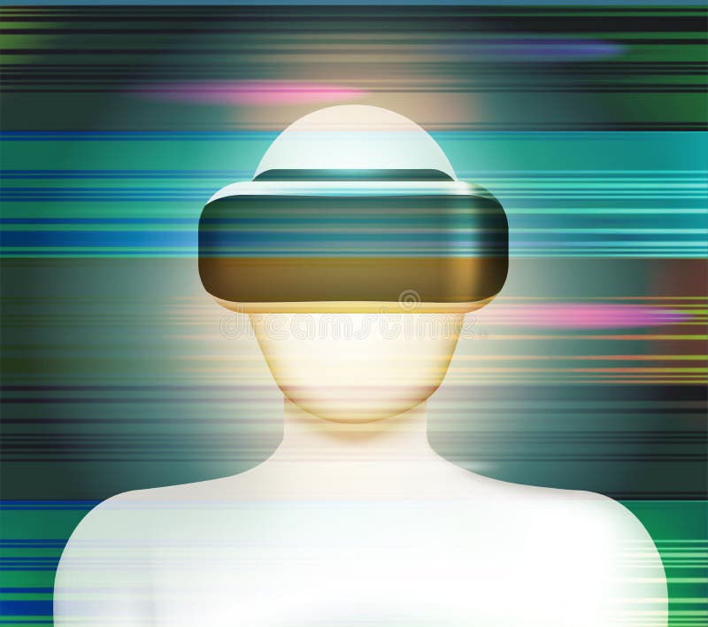 Man in Vr Headset. Abstract Virtual Reality Concept with Geometric ...