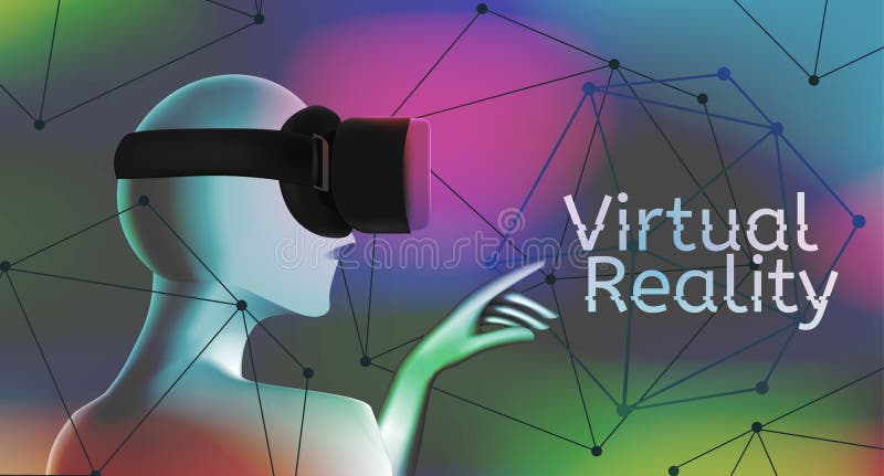 Man Wearing a Virtual Reality Headset. Vr Concept with Text and ...