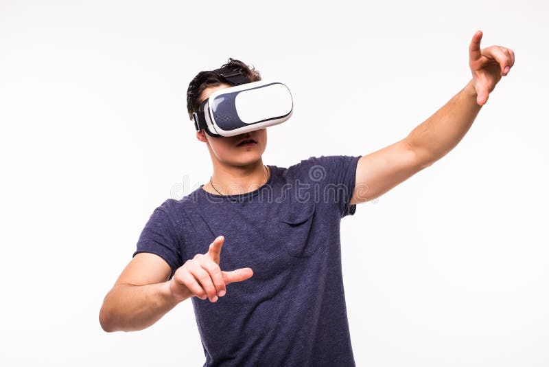 Man Wearing Virtual Reality Using a VR Headset Stock Photo - Image of ...