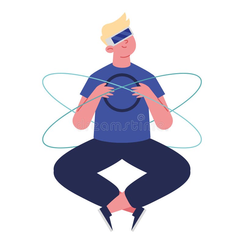 Man Wearing Vr Glasses Hold Game Control Stock Illustration ...