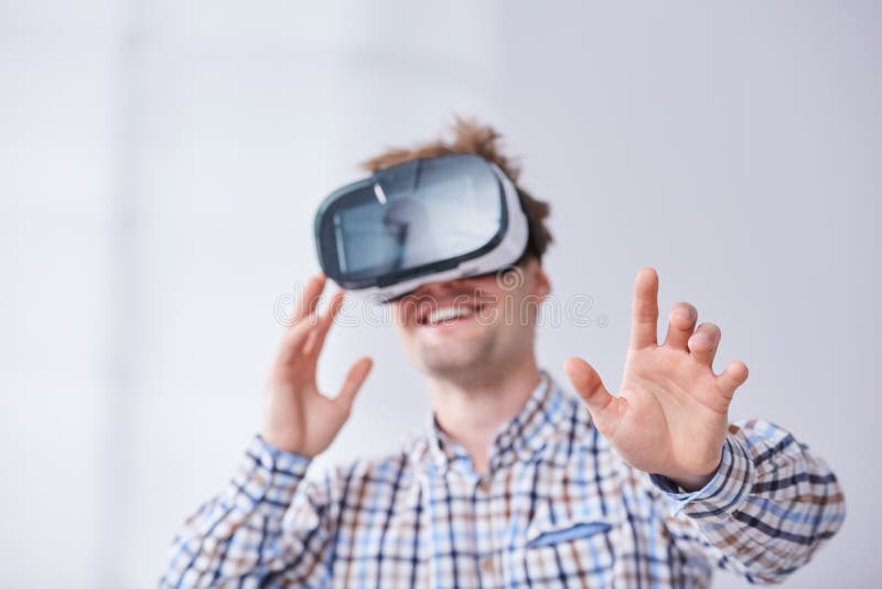 Man wearing vr goggles stock photo. Image of technologies - 91322194