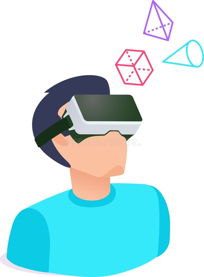 Man Wearing Vr Headset is Immersed in a Virtual Environment, Exploring ...