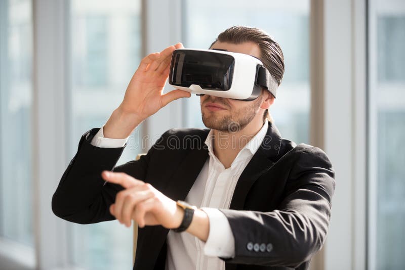 Man Wearing VR Headset and Pointing at the Air Stock Image - Image of ... Man Wearing VR Headset and Pointing at the Air Stock Image - Image of ...