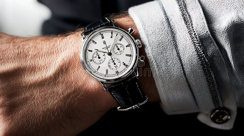 A Man is Wearing a Watch with a Black Band Stock Photo - Image of style ...