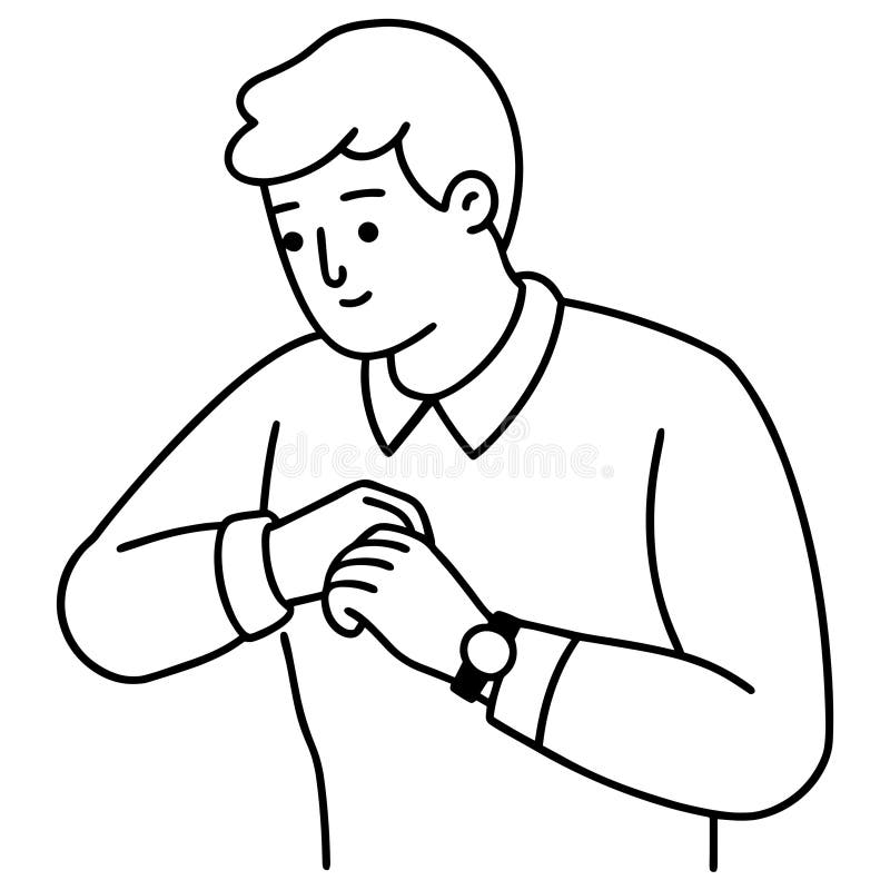 A Man is Wearing a Watch and Looking at it Stock Photo - Illustration ...