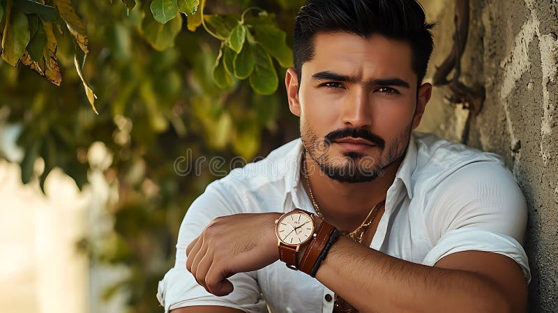A Man Wearing a Watch is Posing for a Picture Stock Image - Image of ...