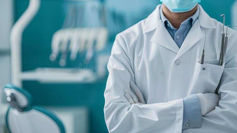 A Man Wearing a White Lab Coat and Surgical Mask. Generative AI Stock ...