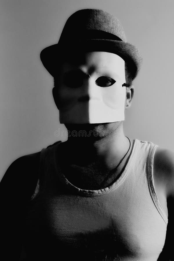 Man Wearing White Masquerade Mask Stock Photo - Image of black ...