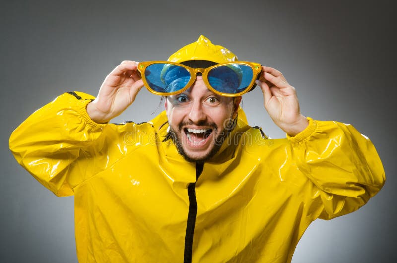 Man Wearing Yellow Suit in Funny Concept Stock Image - Image of singer ...