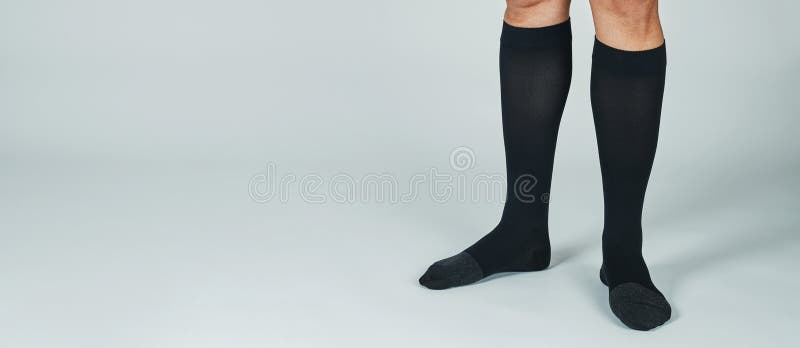 Man Wears Compression Socks, Banner Format Stock Image - Image of ...