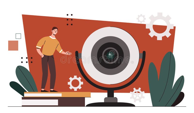 Man with Webcam Vector Concept Stock Vector - Illustration of holding ...