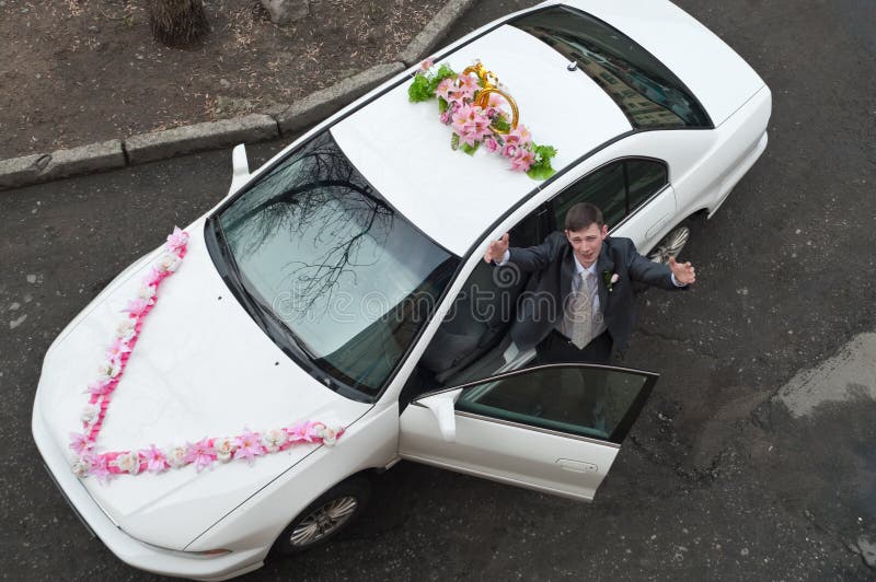 Man on wedding car stock image. Image of mode, happy - 14495463