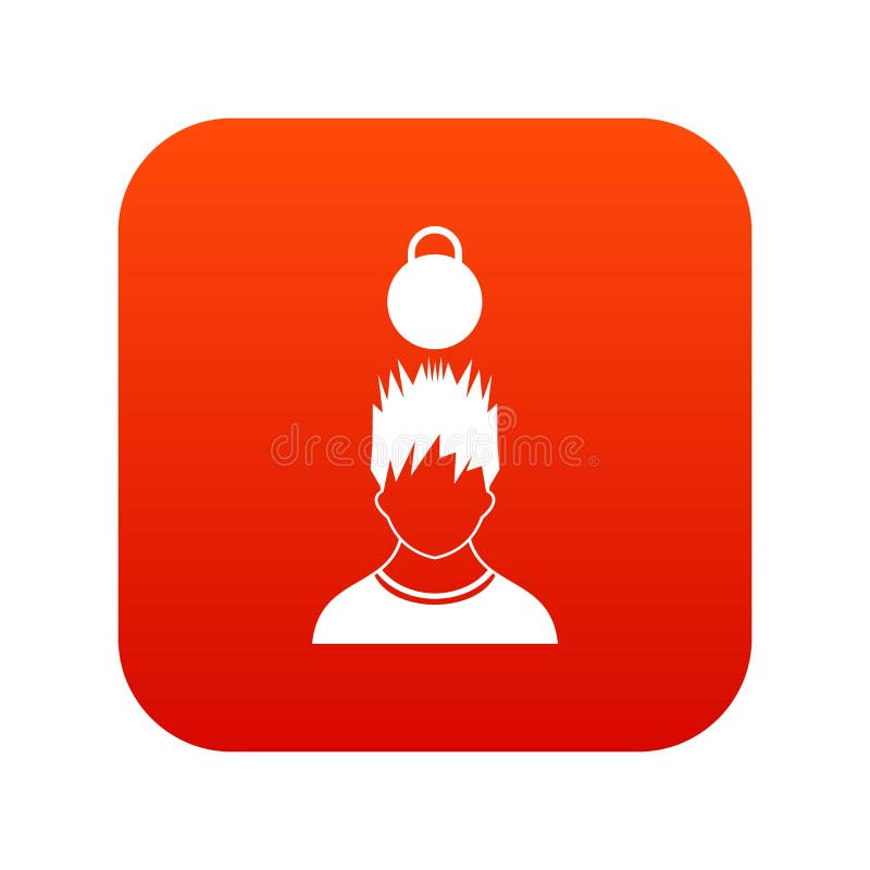 Man with the Weight Over Head Icon White Stock Vector - Illustration of ...