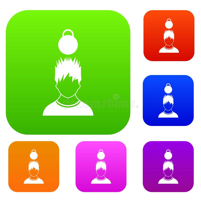 Man with the Weight Over Head Icons 9 Set Stock Vector - Illustration ...