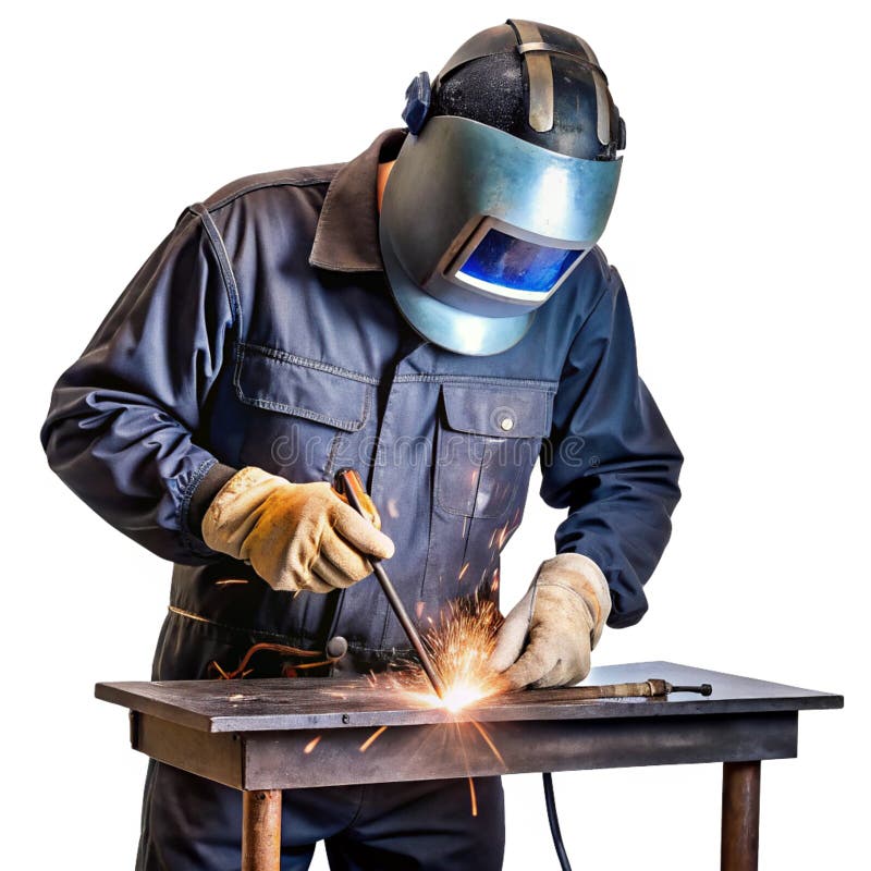 A Man Welding a Metal Object on Transparent Background Stock ...