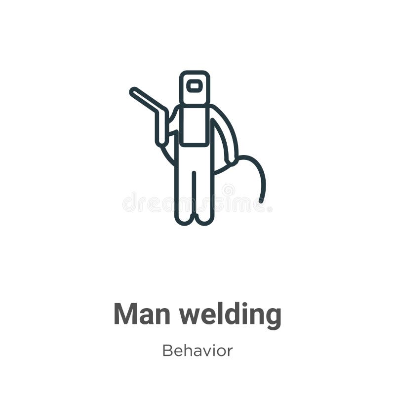 Man Welding Outline Vector Icon. Thin Line Black Man Welding Icon, Flat ...