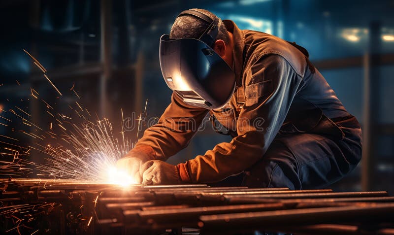 Man is Welding with Sparks, Ai Generative Stock Illustration ...