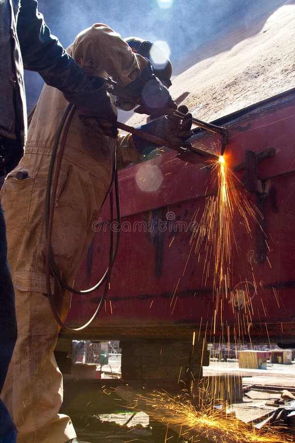 Man Welding Metal Structures Editorial Stock Image - Image of solder ...