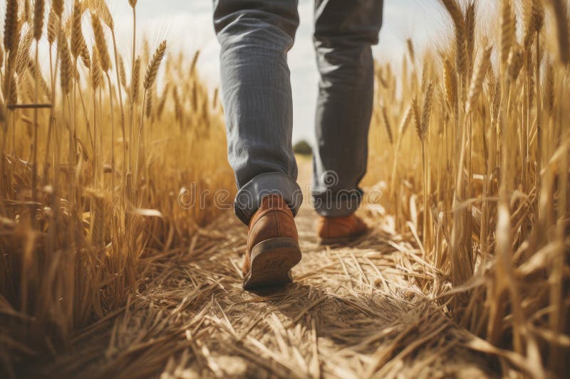 Man in Wheat Field stock illustration. Illustration of farm - 335942987