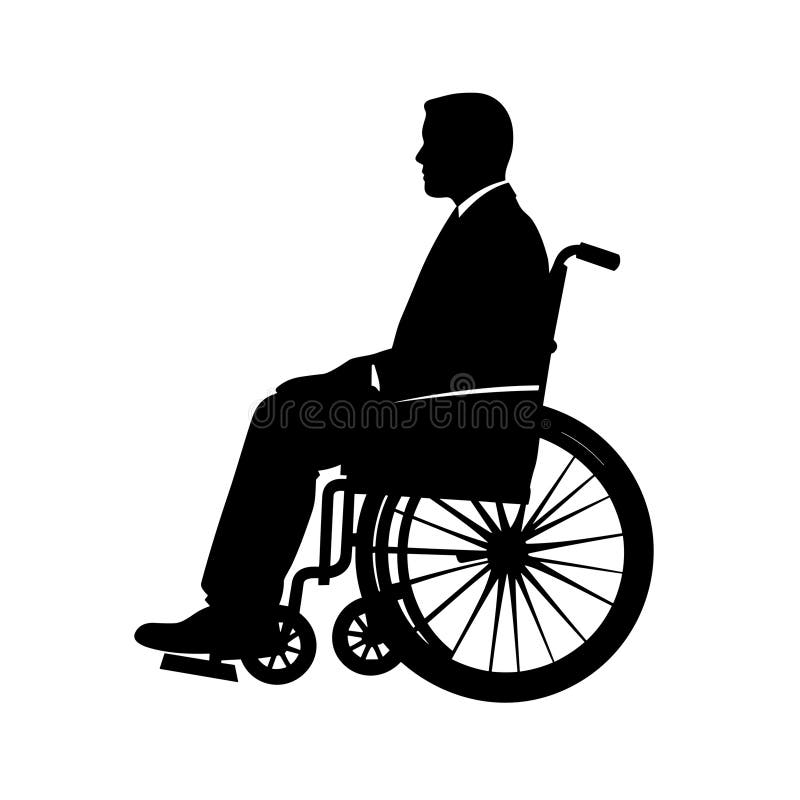 Man on a Wheelchair Black Icon on White Background. Man on a Wheelchair ...