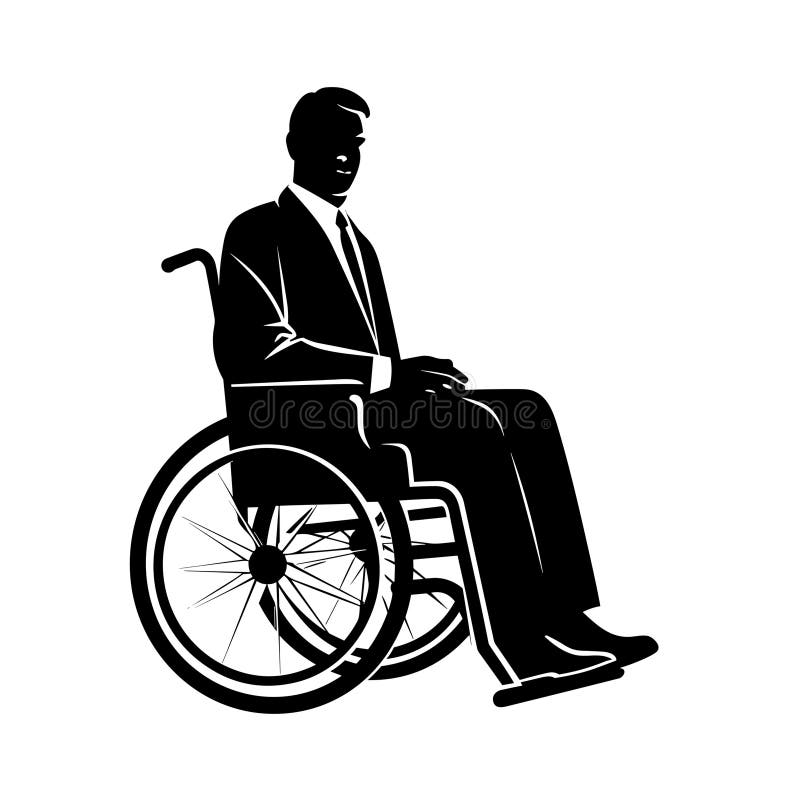 Man on a Wheelchair Black Icon on White Background. Man on a Wheelchair ...